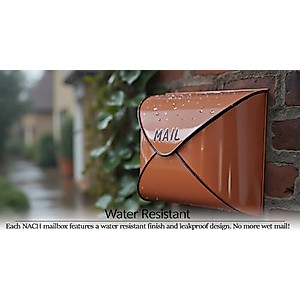 NACH Wall Mount Mailboxes for Outside, 12.5 x 5 x 10 inch Terracotta Wall Mailboxes for Outside, Waterproof Mailboxes for Outside - Envelope Mailbox