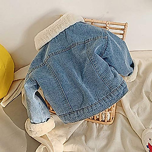 Moru Infant Baby Toddler Girl Boy Winter Casual Thick Fleece Lined Denim Jacket Warm Jean Coat Outwear (Blue, 3T)