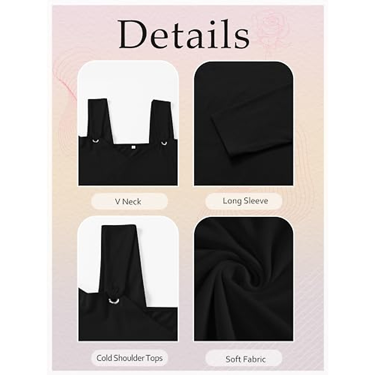 Bellcoco Womens Fashion Cold Shoulder Tops V Neck Black Blouse Tunic Shirts Summer Long Sleeve T Shirts