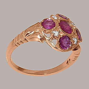 LetsBuyGold 10k Rose Gold Ruby & Cubic Zirconia ring Womens Statement Ring - Size 11.75