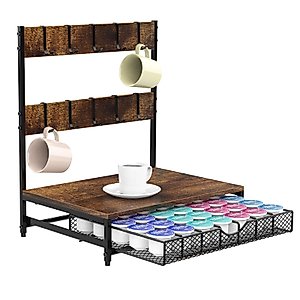 NANANARDOSO Coffee Pod Holder For Counter, 5 Tier Coffee Pod Drawer for Keurig Pod Storage Drawer Holder, 90 Capacity Pods Storage Organizer Cups Capsule with Sliding Baskets for Coffee Station