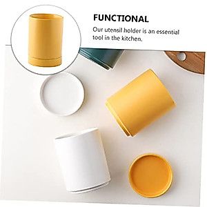 UPKOCH 2 sets with Ceramic Caddy Rack Home Utensil Canister Countertop Drainer Makeup Forks Spatulas Decoration and for Holder Rest Yellow Chopstick Cutlery Organizer Base Matte