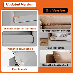 AILEEKISS 51" W Loveseat Sofa Modern Upholstered Sofas Couch with 2 Pillows Linen Fabric Love Seats Couches for Living Room, Bedroom, Apartment and Small Space (Light Grey)