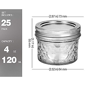 VERONES Mini Mason Jars, Mason Jars 4 oz With Regular Lids, Ideal for Jam, Honey, Wedding Favors, Shower Favors, DIY Spice Jars, 25 PACK, Extra 20 Lids