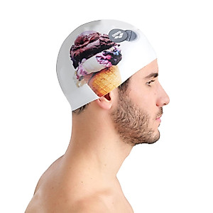 Arena HD Unisex Elastic Silicone Swim Cap for Adults, Training Water Sports Fitness Swimming Gear, Chlorine Protection Pool Hat, Ice Cream, One Size