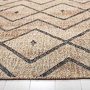 Safavieh Kilim Collection 7' Square Natural / Charcoal KLM750A Handmade Moroccan Boho Jute & Cotton Area Rug