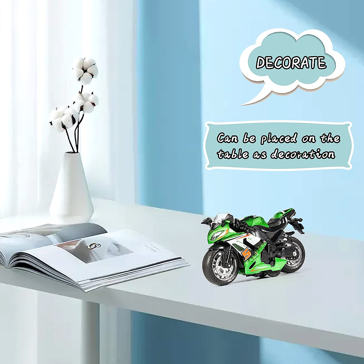 Motorcycle Toy,with Light and Music Toys Motorcycle Diecast Models, Toy Motorcycles for Boys,Toy Motorcycle for Kids 3-9 (Green)
