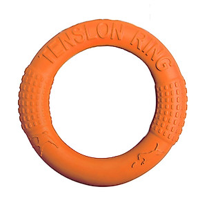 Soft Durable Rubber Tug Ring Dental Chewing Biting Chasing Training Toy for Dogs DT103 Orange 7 inch