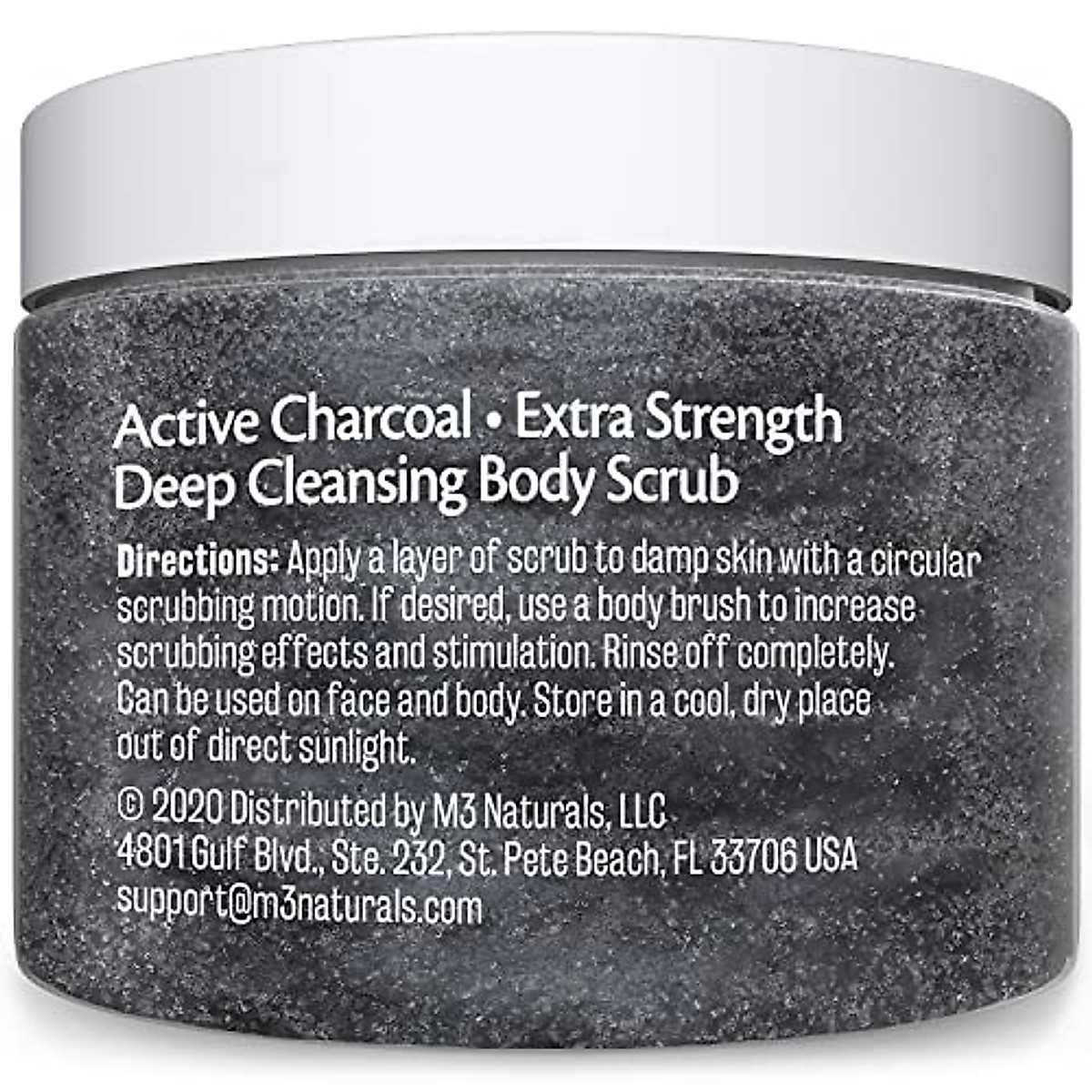 Charcoal Scrub Face Foot & Body Exfoliator Infused with Collagen and Stem Cell Exfoliating Salt Body Scrub for Toning Skin Cellulite Skin Care Body by M3 Naturals Pack of 2