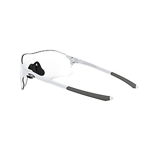 Oakley Men's OO9313 EVZero Path Low Bridge Fit Polarized Rectangular Sunglasses, Matte White/Clear Black Iridium Photochromic, 38 mm