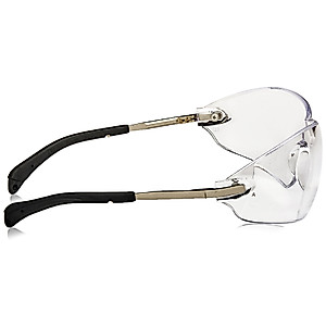MCR Safety Glasses S2210AF Blackjack S22 Series Clear Lens with UV Protection and Anti-Fog Coating, Chrome Metal Temple Frameless Design, 1 Pair