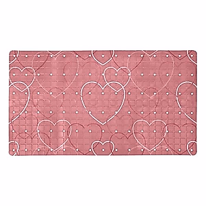 Bath Tub Shower Mat - Anti-Slip PVC Material 15.1x26.8 in, Gentle Cushioning Quick Drying Suction Cups Reliable Solution - Heart Pattern - Red Non-Slip Floor Mat