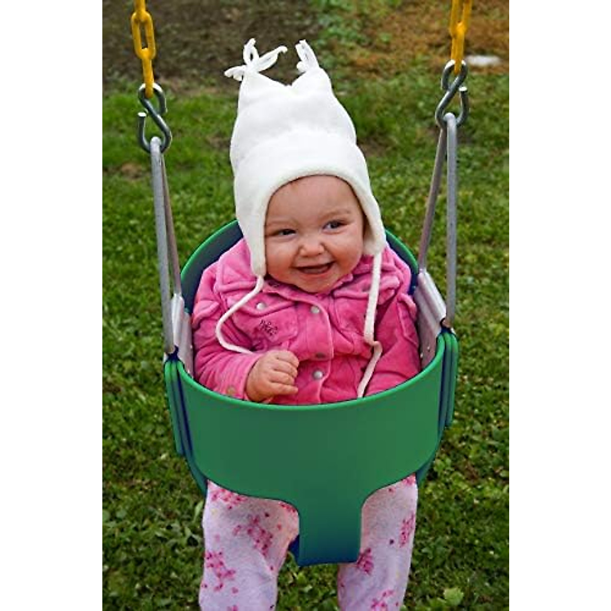 Eastern Jungle Gym Heavy-Duty High Back Full Bucket Toddler Swing Seat with Coated Swing Chains Fully Assembled, Green