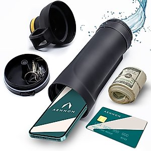 Diversion Water Bottle 13.5oz - Biggest Hidden Wallet Compartment - Best For Travel Or Hidden Safe For The Home - BPA Free Black Diversion Safe Storage