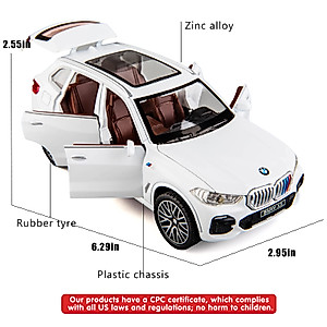 BDTCTK 1:32 Comapatible for X5 SUV Model Car Toy, Zinc Alloy Pull Back Toy car with Sound and Light for Kids Boy Girl Gift(White)