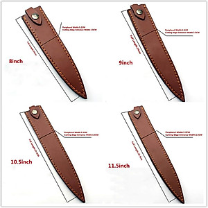 Aibote Leather Scabbard Fish Filet Sashimi Knife Sheath With Belt Loop Case Hunting Holster Chef Knives Holder Sheaths Bag Pocket for Double Edge Knives Fruit Knives(8inch)