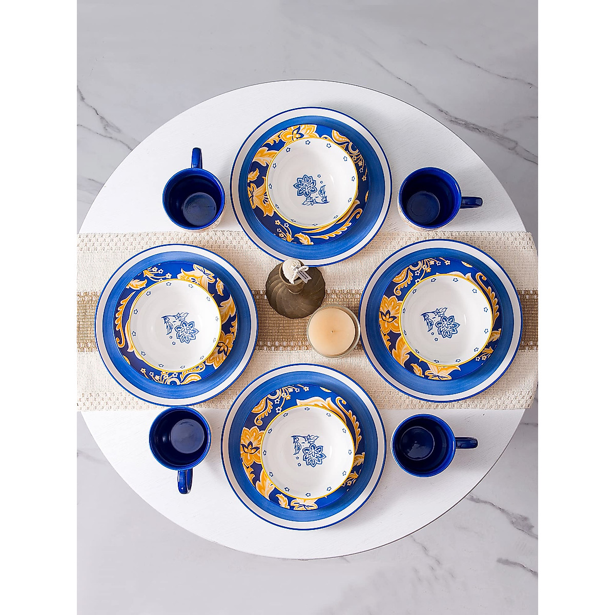 Wisenvoy Plates and Bowls Sets Dish Set Ceramic Dinnerware Sets Plate Set Porcelain Dishes Set for 4 Dinner Plates