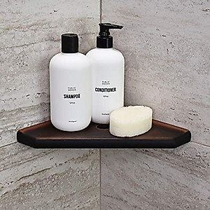Questech Décor 8 Inch Corner Shower Shelf and 5 Inch Shower Caddy Soap Dish, Geo Lugged Back for New Construction, Wall Mounted Bathroom Shower Organizer, Oil Rubbed Bronze