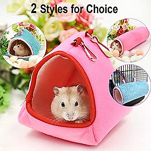 Hamster Hammock,Warm Bed House Fleece Hut Hanging Cage,Hamster Hanging House Sleeping Nest Pet Bed Rat Hamster Toys(1)