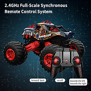 NETNEW Boys Toys RC Cars Tyrannosaurus Dinosaur Monster Trucks for Kids Off Road 20+MPH All Terrain 4WD Remote Control Car 6 7 8 Years Old