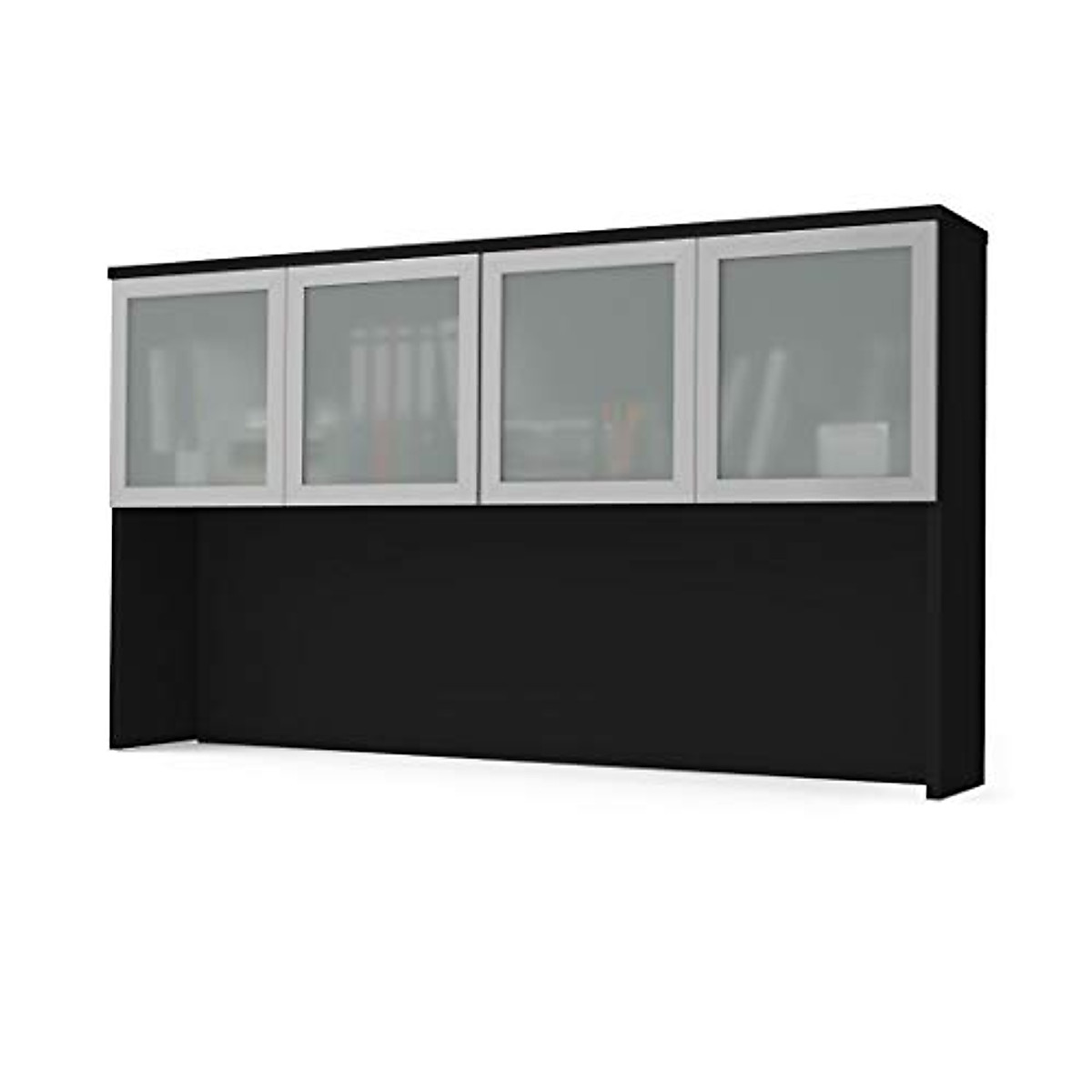 Bestar Pro-Concept Plus Hutch with Frosted Glass Doors, Black