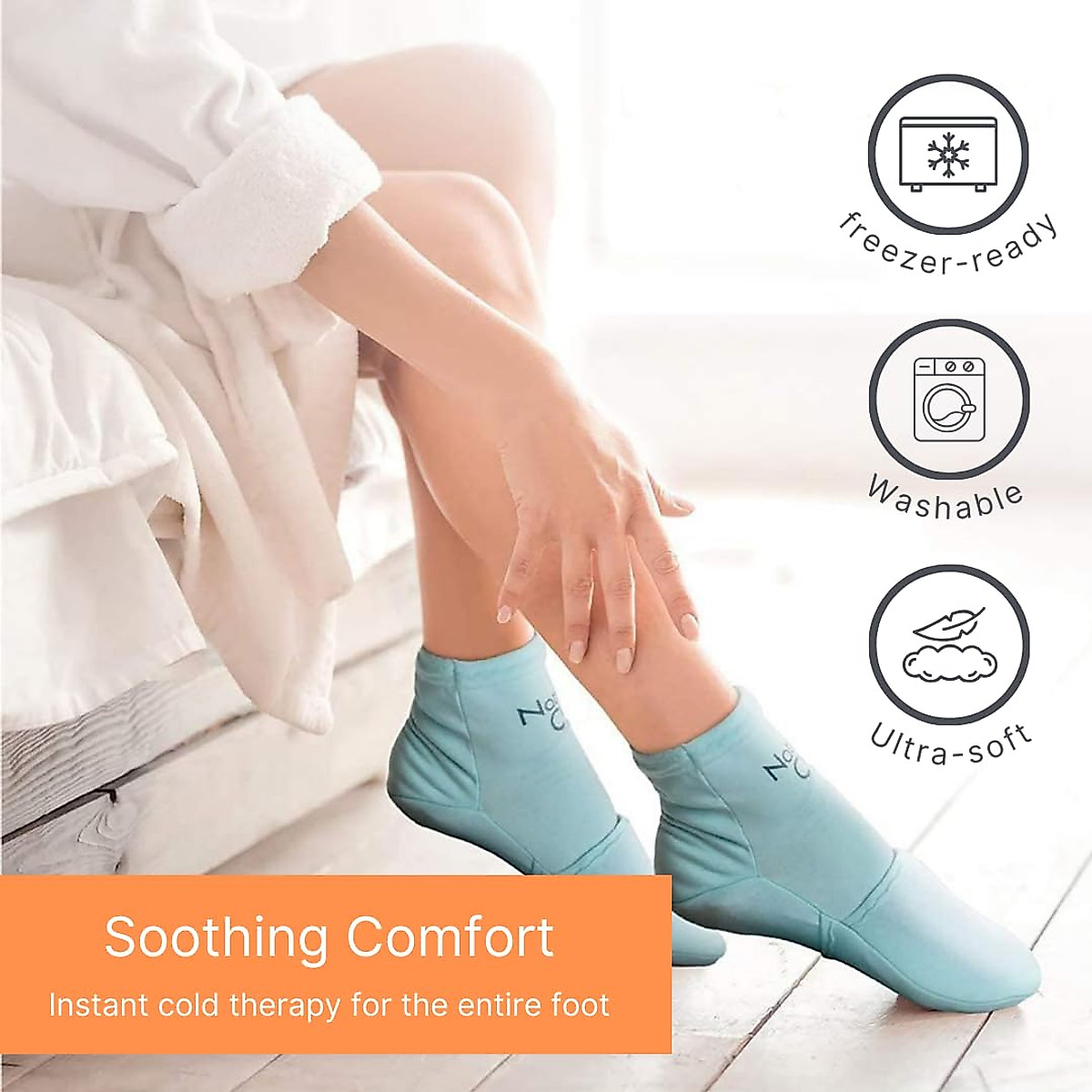 NatraCure Cold Therapy Socks - Reusable Foot Ice Pack - Cooling Socks for Hot Feet, Cold Feet Session for Chemo Socks, Neuropathy Pain Socks, CRPS Relief, Ice Pack for Feet - Size: Small/Medium