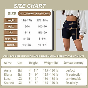 MOREFEEL High Waisted Biker Shorts for Women - 5'' Tummy Control Butt Lifting Gym Workout Athletic Shorts Black Yoga Pants