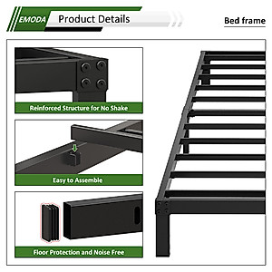 EMODA 6 Inch Full Size Bed Frame Heavy Duty Metal Platform No Box Spring Needed, Easy Assembly Noise Free, Black