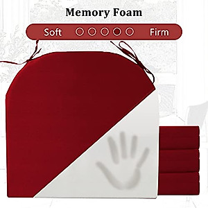 Cozyide Outdoor Chair Cushions, Waterproof Patio Seat Cushions with Adjustable Straps, Round Corner Patio Chair Cushions for Garden, Burgundy, 17x16x2 Inch (Pack of 4)