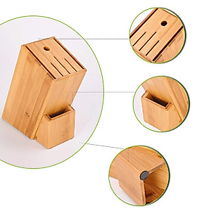 STOBAZA Bamboo Knife Block for Kitchen Storage, Universal Knife Holder for Counter Top, Knife Storage Block Without Knives, Kitchen Knife Stand Countertop Butcher Block Household Knife Rack Storage