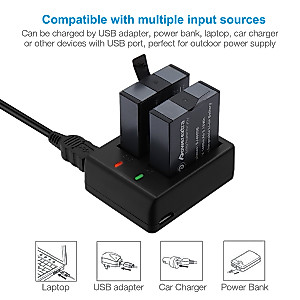 Powerextra SJ4000 3 x1400mAh Action Camera Battery and USB Dual Charger Compatible with SJ4000 SJ5000 SJ6000 SJ7000 SJ8000 of SJCAM Sport Cameras and More