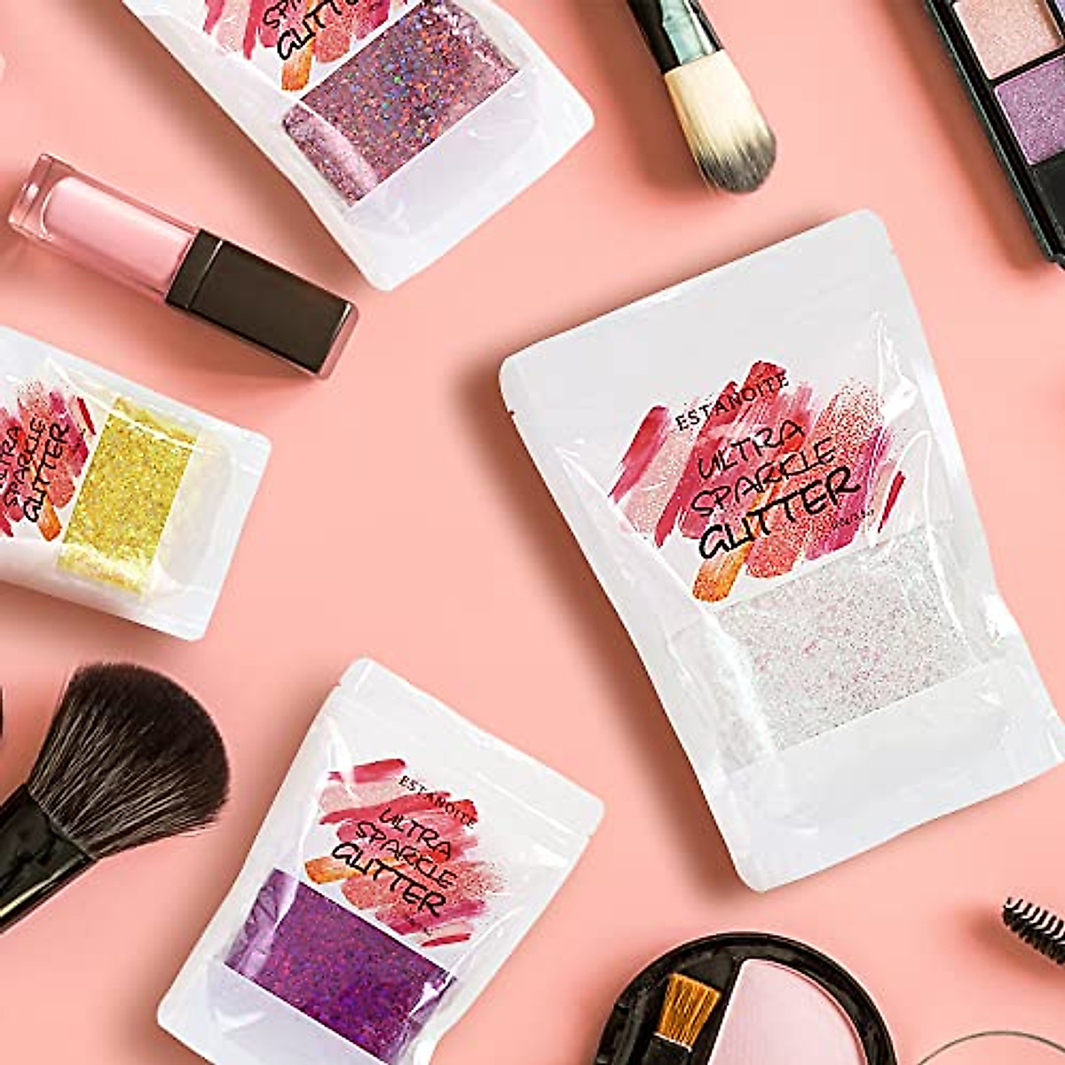 100g Holographic Glitter, Cosmetic Mixed Hexagon Chunky & Fine Craft Glitter Resin Sequins for Epoxy, Resin Art, Body, Hair, Face, Nail, Slime, Tumblers (Silver)