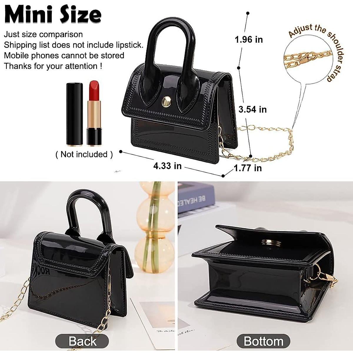 Crossbody Bag Mini Toddler Purse with Signle Handle for Little Girl Kids Cute Handbags Shoulder Messenger Bag (Black)