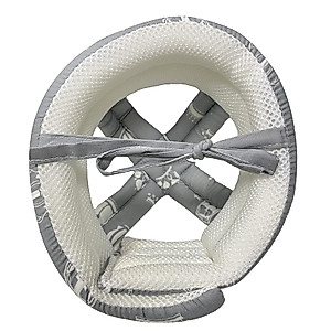 IULONEE Toddler Infant Helmet & Baby Knee Pads 3 Pairs, No Bump Safety Head Cushion Bumper Bonnet Adjustable Protective Cap Breathable Mesh Child Safety Hat for Running Walking Crawling (Grey Crown)