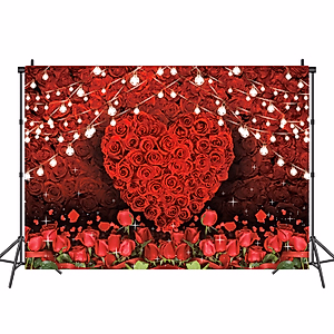 Red Rose Flower Wall Backdrop Floral Photography Background for Wedding Bridal Shower Adults Women Birthday Party Cake Tables Decoration Studio Props Banner (7X5FT(82x59inch))