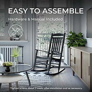 ARROWSTONE Rocking Chair, 100% Acacia Wood Patio Rocking Chairs, High Back, Porch Rocking Chair with 225lbs Support for Outdoor, Garden, Backyard, Pool