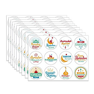 Kisangel 120pcs Eid Mubarak Stickers Ramadan Sticker Set Gift Sticker Adhesive Seal Stickers Ramadan Decorations