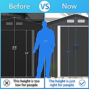 HOGYME 8.5 x 13 FT Large Outdoor Storage Shed, Tall Metal Garden Sheds for Bike, Lawnmower, Garbage Can, Sheds & Outdoor Storage for Backyard Patio Lawn with Lockable Doors and Air Vents, Deep Gray