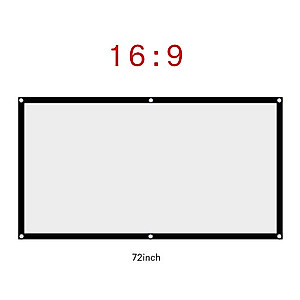 60-120 Inch Portable Foldable Non-Crease White Projector, Outdoor Camping Movie Curtain Projection Screen 16:9, Translucent Designed Projections Movies Screen for Open-Air Cinema(72-inch)