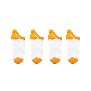 Everything Legwear Sock House Co. Pom Pom Socks (4 Pair) - Team Spirit Athletic Socks - Fits Ladies Shoe Size: 4-10 (Gold)