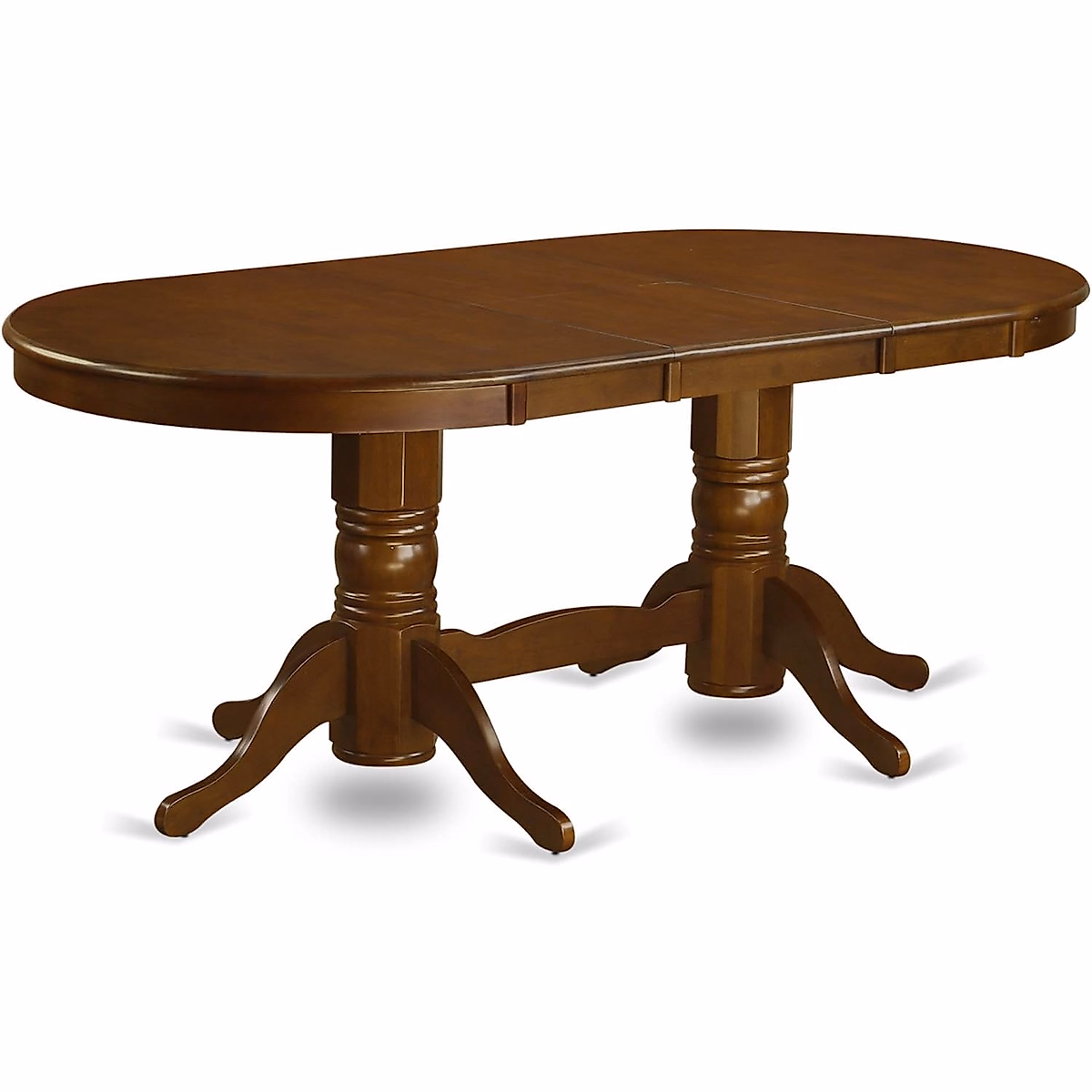 East West Furniture VAT-ESP-TP Vancouver Dining Room Table - an Oval kitchen Table Top with Butterfly Leaf & Double Pedestal Base, 40x76 Inch, Espresso