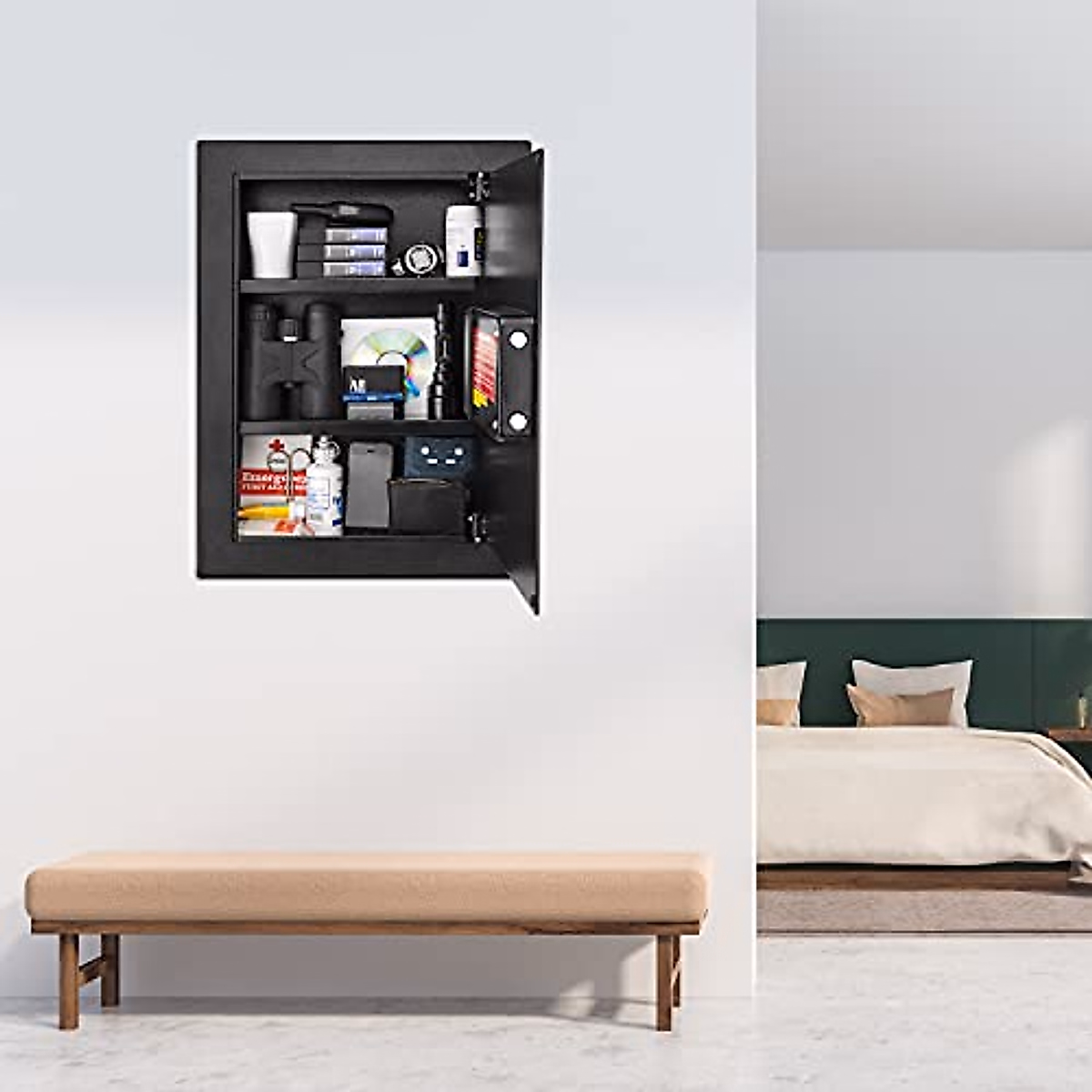 Barska Biometric Fingerprint Security Wall Safe 0.52 Cubic Ft