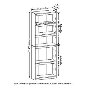 Furinno Jaya Enhanced Home 5-Tier Shelf Bookcase, Blackwood