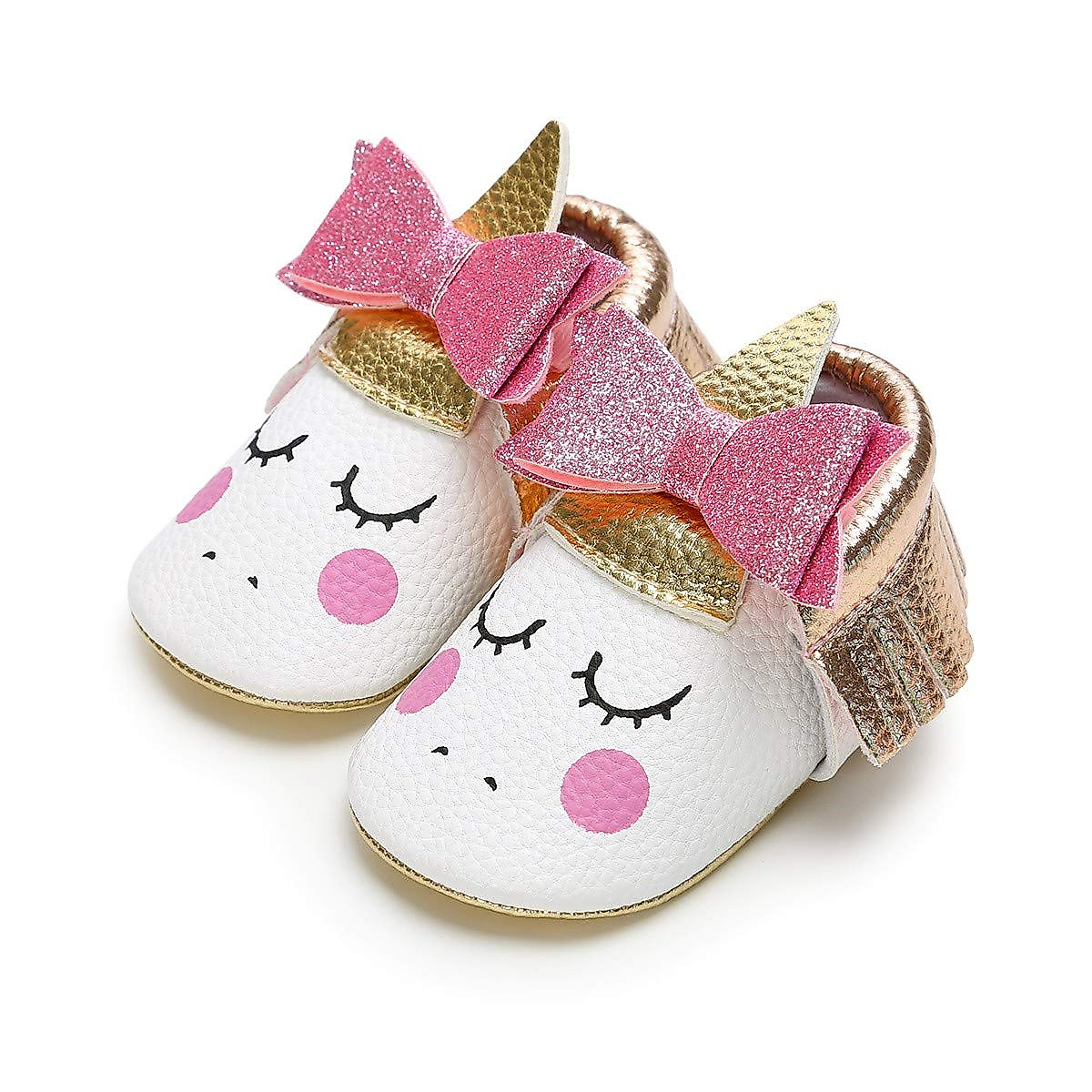 FMYFWY Baby Girls Unicorn Cake Smash 1st Birthday Princess Outfits Cotton Romper Rainbow Tutu Skirt Unicorn Headband Shoes White L