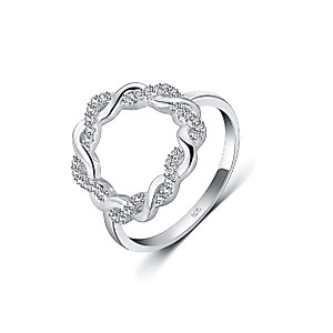 BORUO 925 Sterling Silver Ring, Twisted Infinity Karma Ring with Cubic Zirconia CZ Size 9