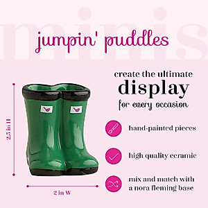 nora fleming Jumpin' Puddles (Green Wellies) A227 - Hand-Painted Ceramic Holiday Décor - Spring Minis for the Home and Office