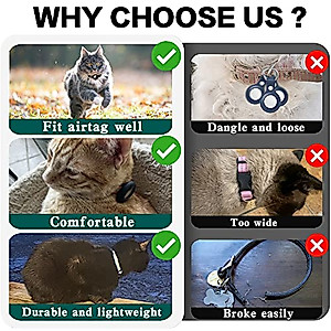 Airtag Cat Collar Breakaway, Reflective Kitten Collar with Apple Air Tag Holder and Bell for Girl Boy Cats, 0.4 Inches in Width and Lightweight(Black)