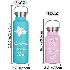 SRdrew Personalized Water Bottles, Custom Insulated Water Bottle with Name Logo Text Engraved for Men Women Boys Girls- 26oz/12oz(350ML/750ML)