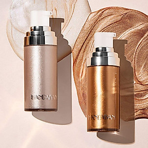 MEICOLY Face Body Luminizer,Liquid Illuminator Body Shimmer Oil,Moisturizing Bronzer Highlighter Smooth Shine Highlight Glow Makeup,Waterproof Body Shimmering Glitter,03 Bronze Gold