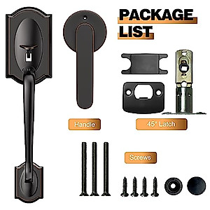 YYTDZSW Front Door Handle, Exterior Door Handle，Entry Door Handle with Reversible Lever, Adjustable Door Handle，Interior Door Handle, Black Door Handle, Oil Rubbed Bronze